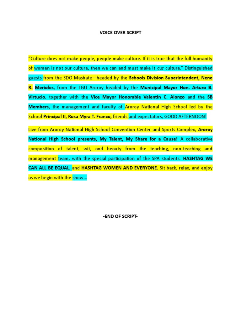 Voice Over Script | PDF