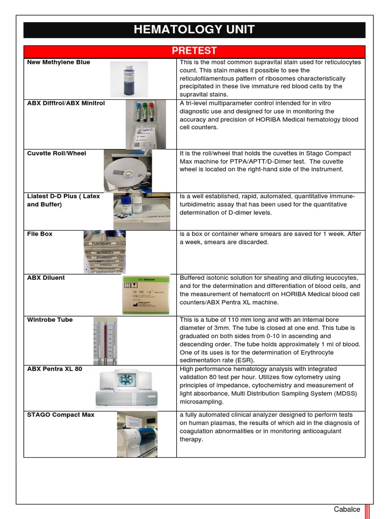 Hematology Unit | PDF | Hematology | Medical Tests