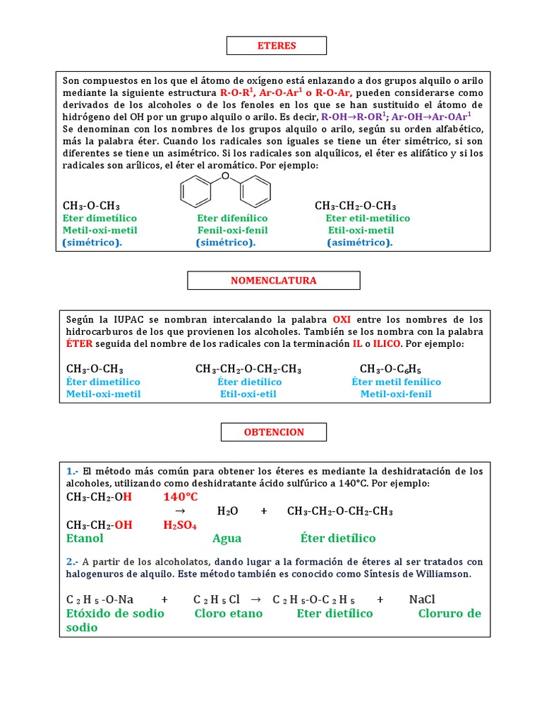 Propiedades y Usos de los Éteres | PDF | Éter | Cloro