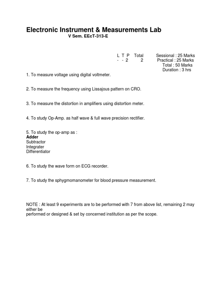 Electronic Instrument Lab Experiments Guide | PDF | Science & Mathematics