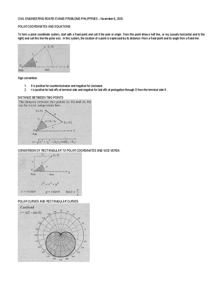 Civil Eng Exam: Polar & Solid Geometry | PDF | Coordinate System | Plane (Geometry)
