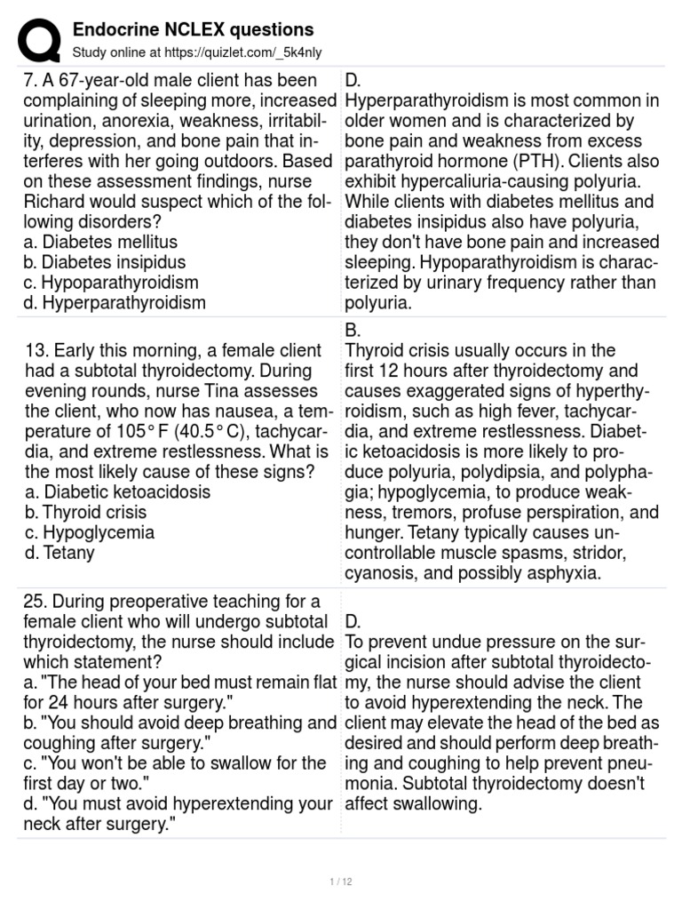 Endo Q&a | PDF | Thyroid Stimulating Hormone | Hyperthyroidism