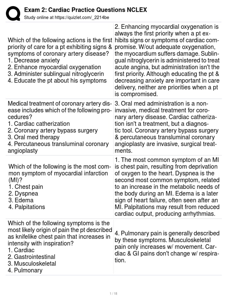Cardio Q&a | PDF | Heart | Myocardial Infarction