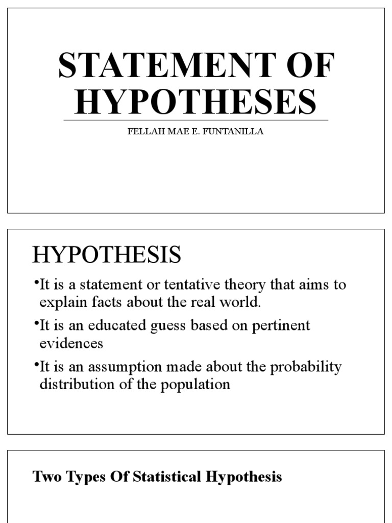 Statement of Hypotheses: Fellah Mae E. Funtanilla | PDF