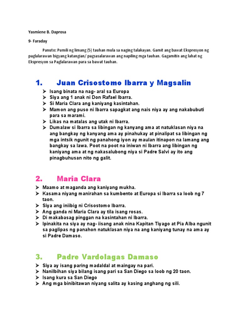 Juan Crisostomo Ibarra y Magsalin: 2. Maria Clara | PDF