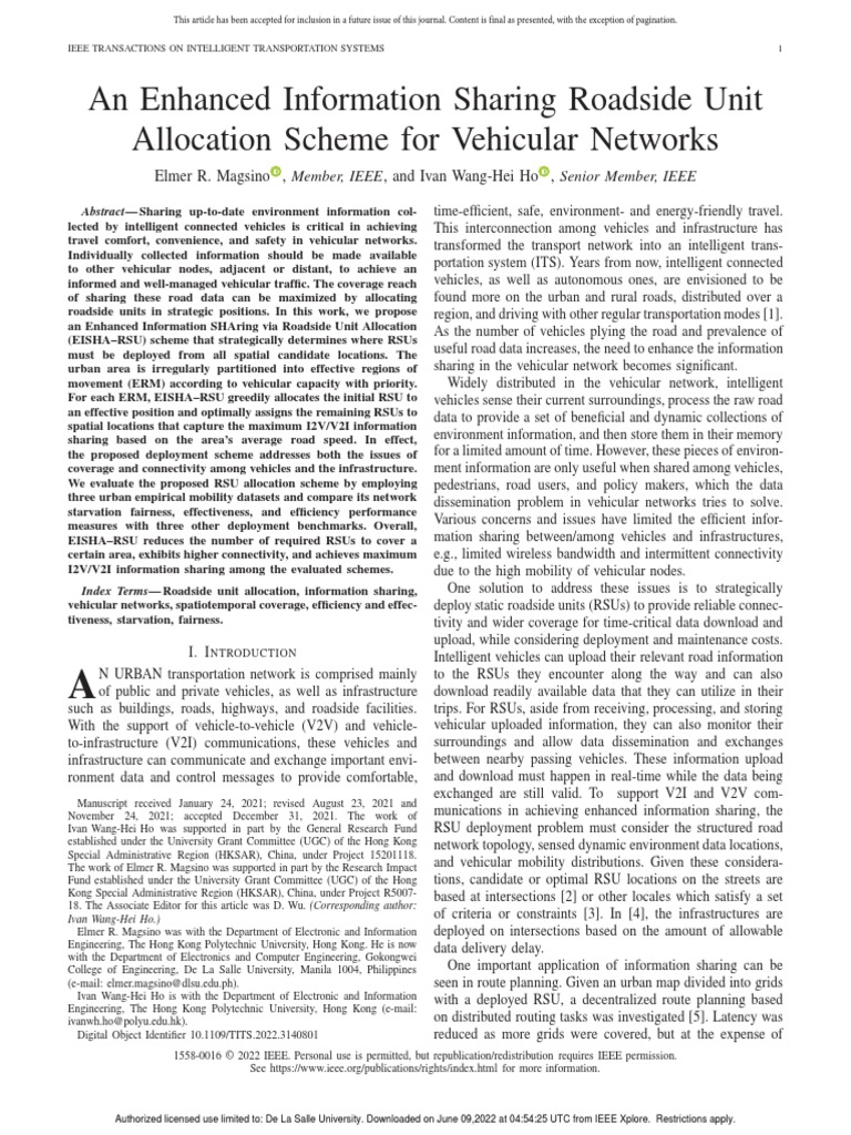 An Enhanced Information Sharing Roadside Unit Allocation Scheme For