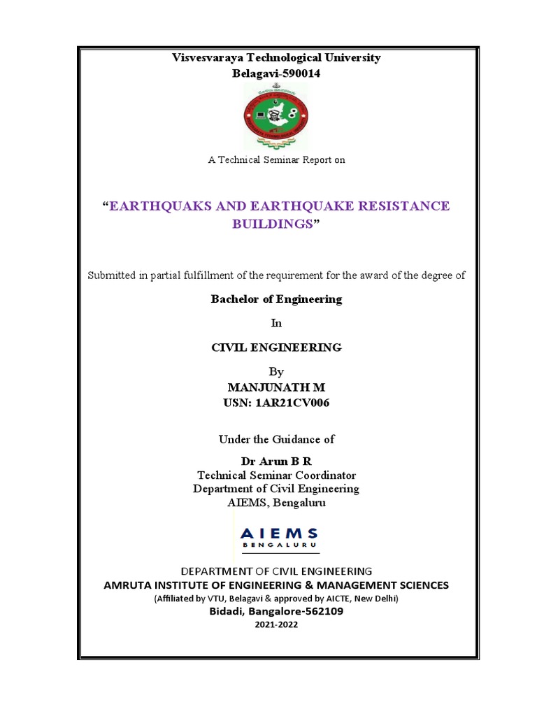 Front Pages-Technical Seminar | PDF | Academic Degree