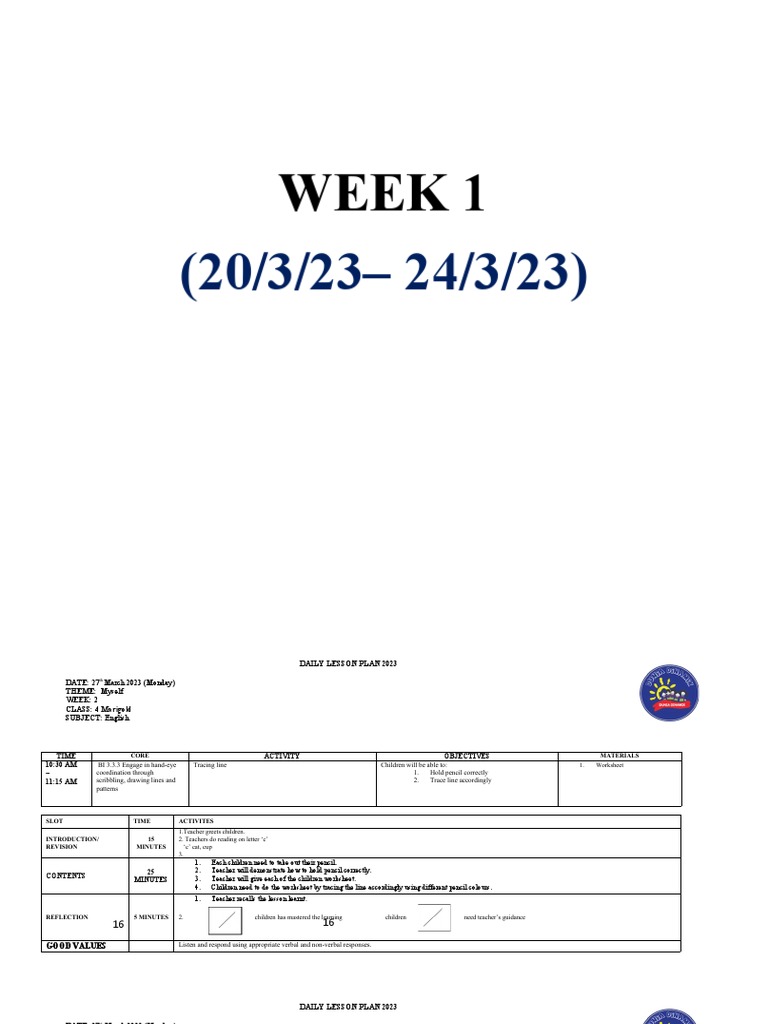 Lesson Plan Week 2 (Nadhirah) | PDF | Phonics | Lesson Plan