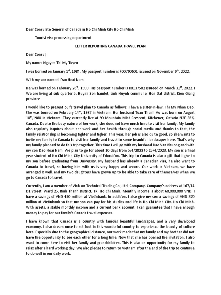 Dear Consulate General of Canada in Ho Chi Minh City | PDF | Ho Chi ...