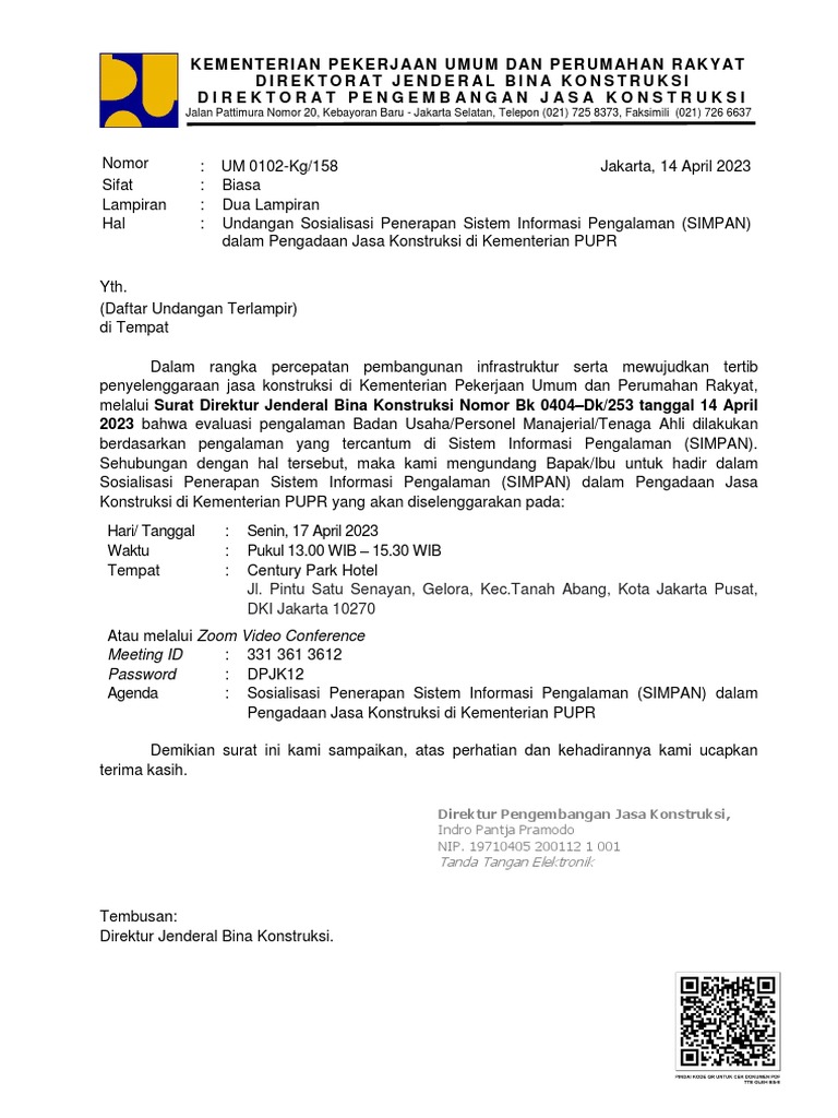 UM 0102-Kg158 Undangan Sosialisasi Penerapan Sistem Informasi ...