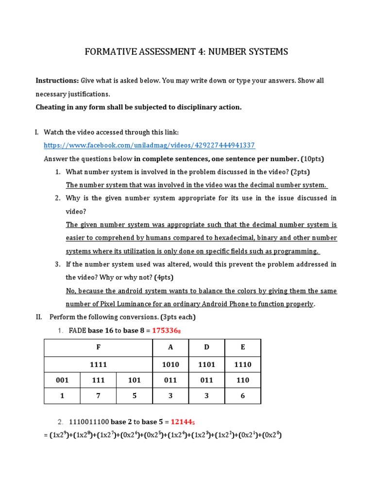 Math Students: Number Systems Quiz | PDF | Video | Computer Architecture