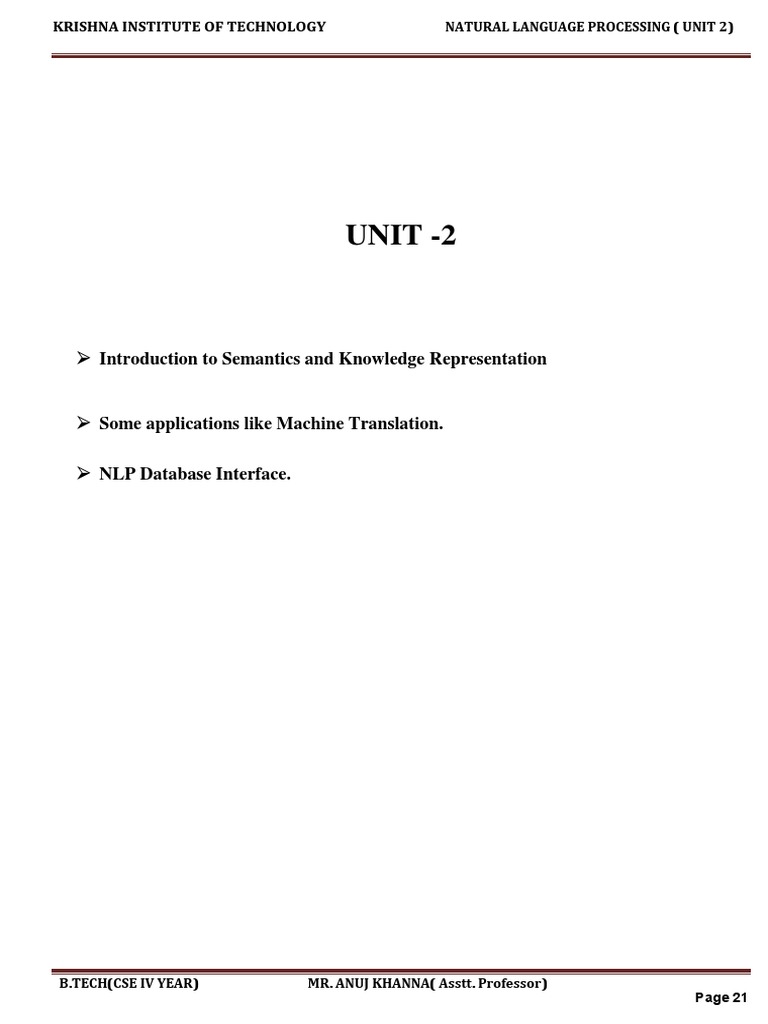 NLP Unit 2: Semantics & Knowledge Representation | PDF | Information ...