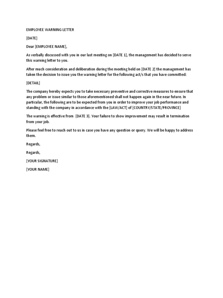 Employee Warning Letter | PDF