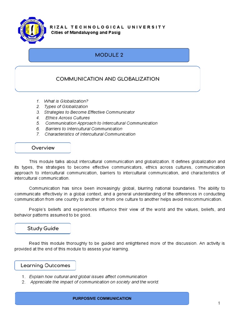 Purposive Communication - Module 2 | PDF | Communication | Globalization
