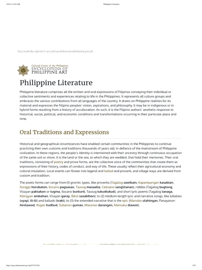 Research in Philippine Literature Reading | PDF | Philippines | Tagalog ...