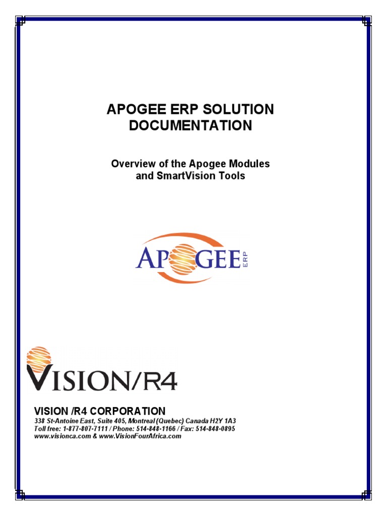 Apogee ERP Solution Overview of All Modules and SmartVision Tools With New Logos | PDF ...