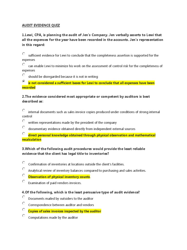 Audit Reviewer (Quiz) | PDF | Audit | Sampling (Statistics)