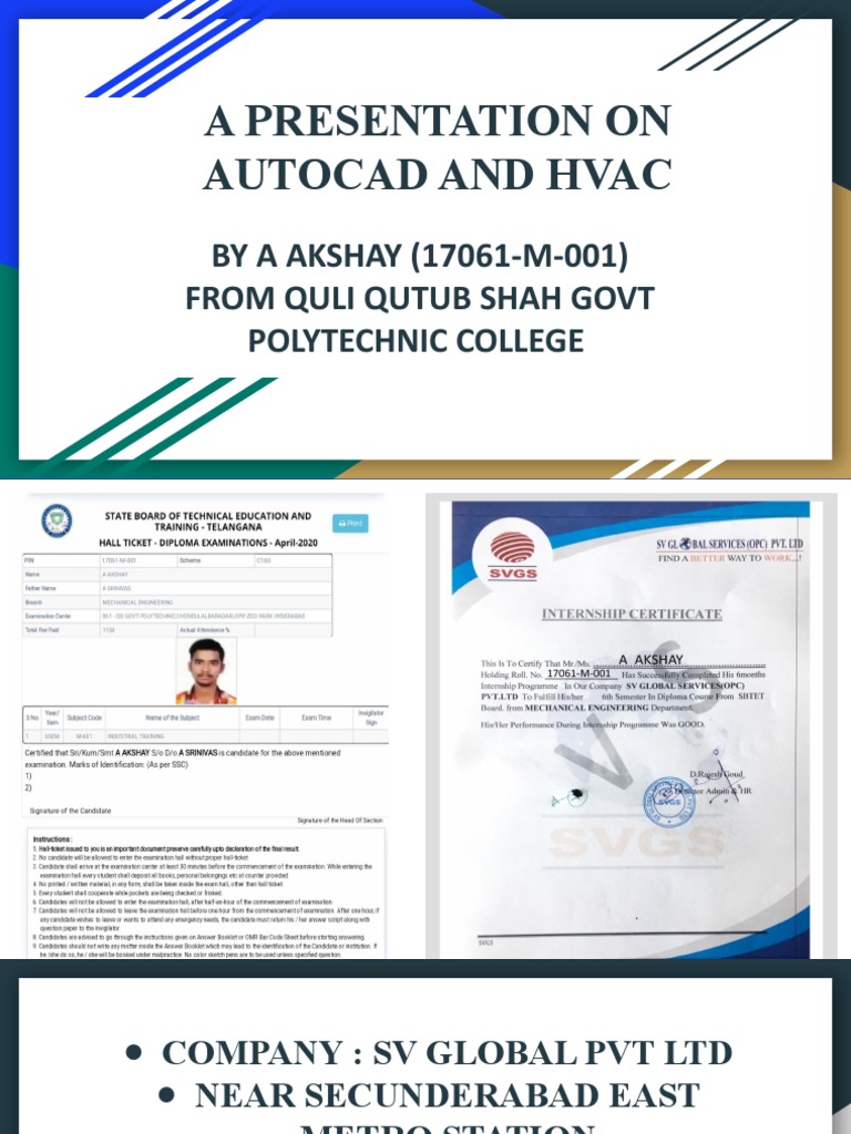 A Presentation On Autocad and Hvac: BY A AKSHAY (17061-M-001) From Quli ...