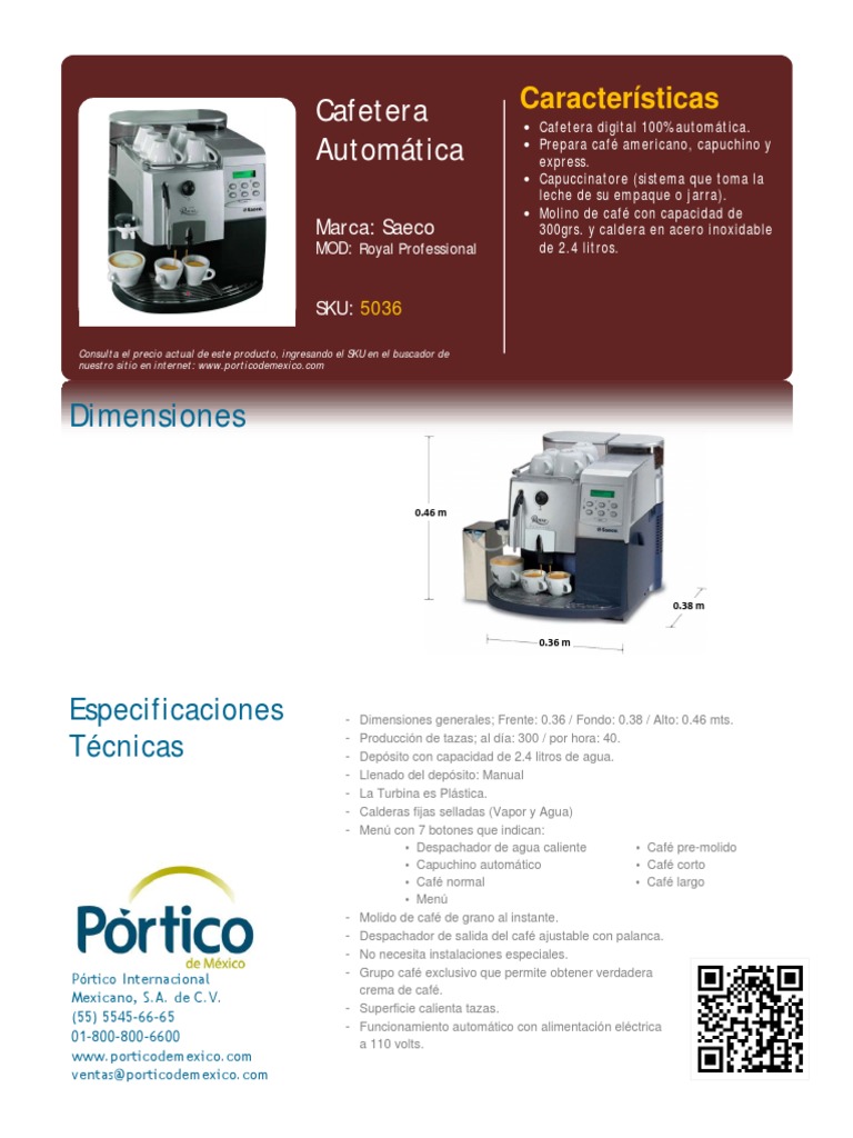 5036 Cafetera Automatica Saeco Royal Professional | PDF | café