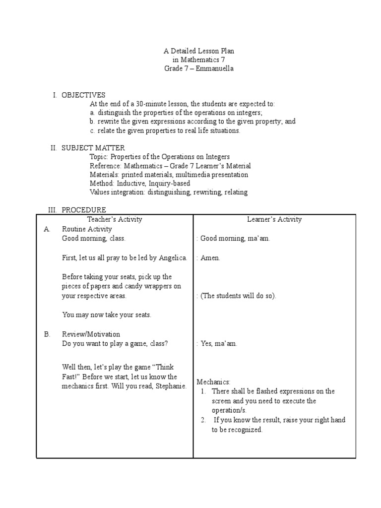 Exploring the Fundamental Properties of Integer Operations Through ...