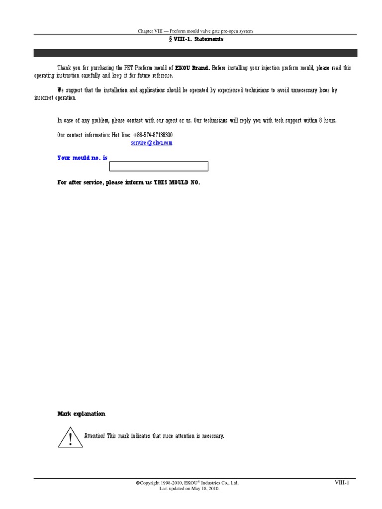 Chapter 8 - The Preform Mould Valve Gate Pre-Open System | PDF | Vacuum ...