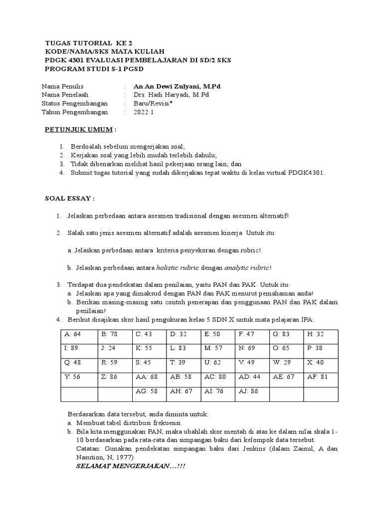SOAL TT2 EVALUASI | PDF