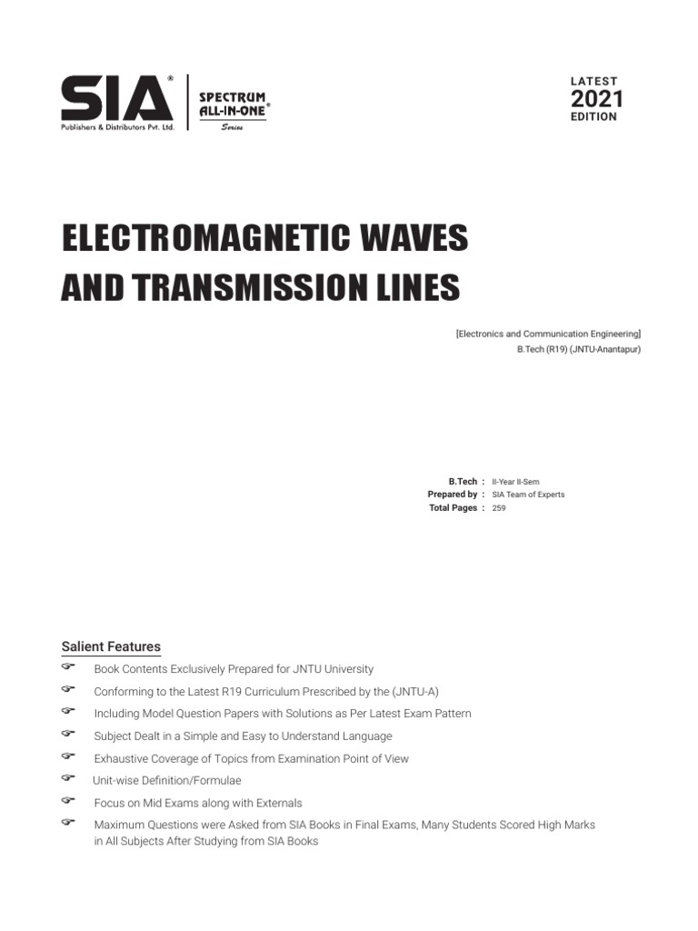 Electromagnetic Waves and Transmission Lines: Salient Features | PDF ...