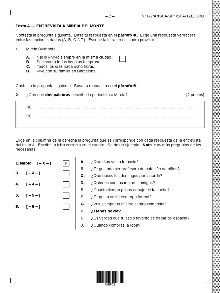 Spanish Ab Initio Paper | PDF