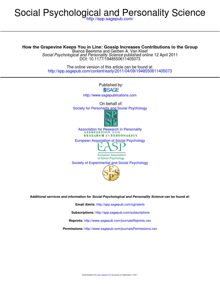 How The Grapevine Keeps You in Line: Gossip Increases Contributions To ...