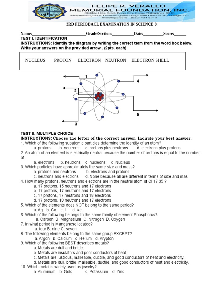 Grade 8 Science TQ | PDF | Proton | Neutron