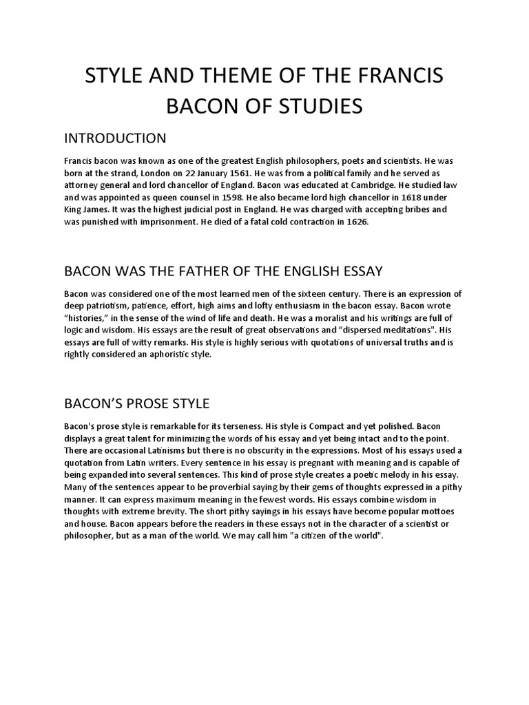 Francis Bacon | PDF | Essays | Francis Bacon