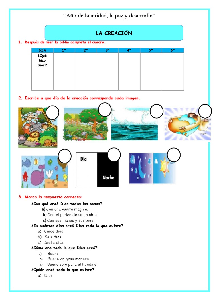 Ficha Relig Mart 11 La Creación | PDF