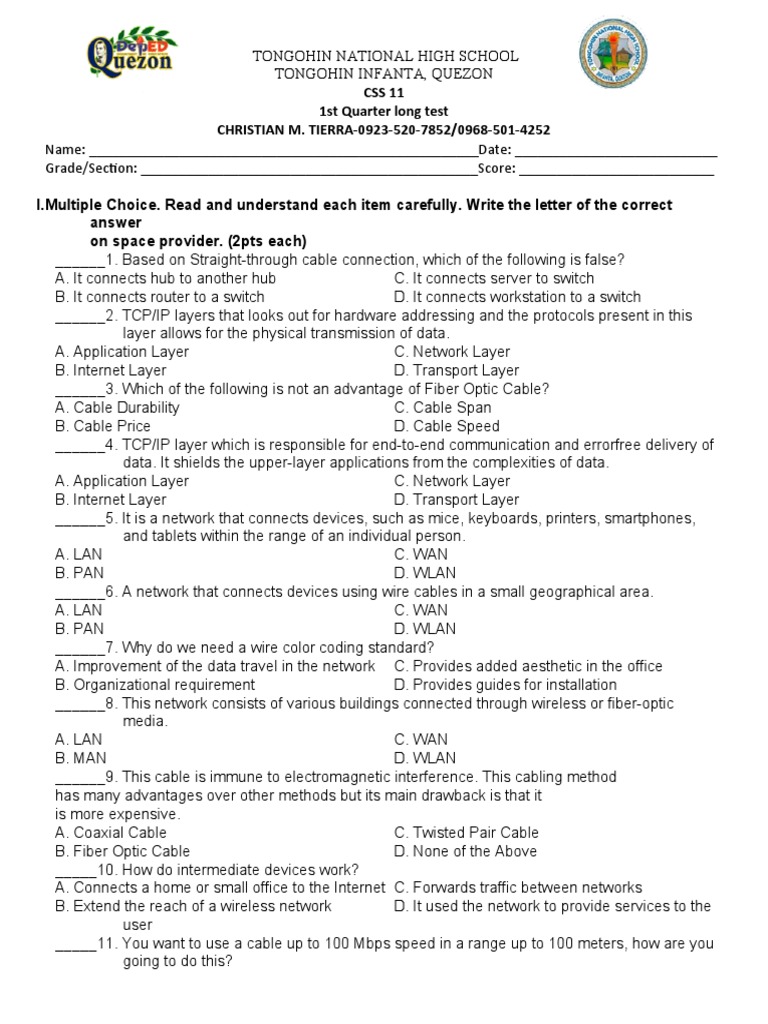 Networking Basics Quiz | PDF | Computer Network | Network Switch