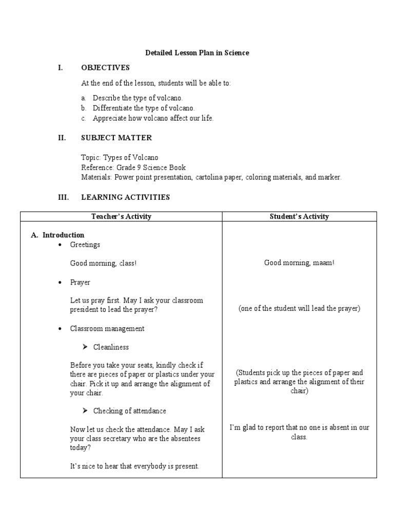 Detailed Lesson Plan in Science - Genova | Download Free PDF | Volcano ...