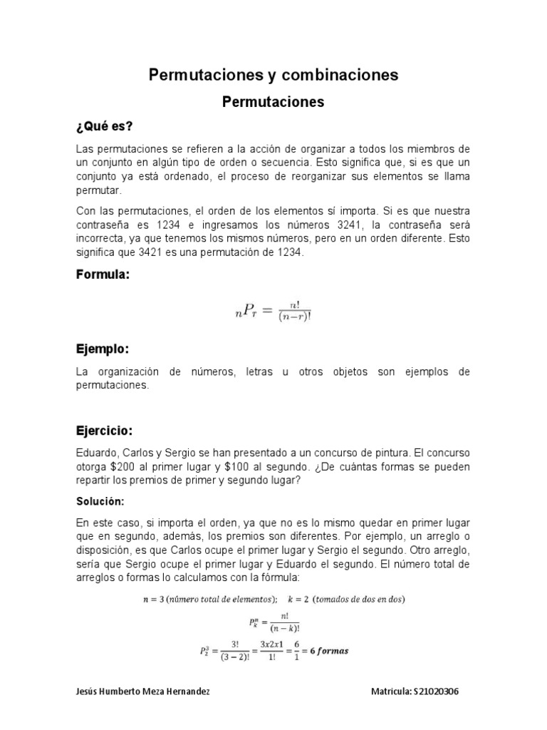 Permutaciones y Combinaciones | PDF | Permutación | ensalada