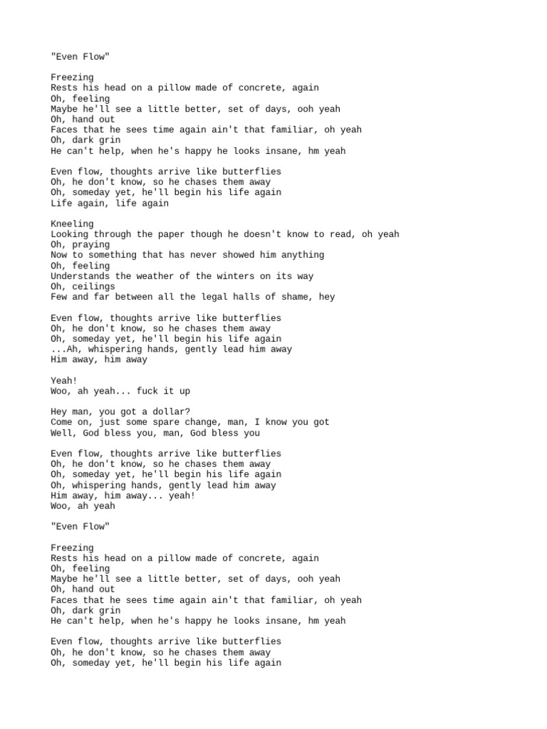 PJ 2 Even Flow - Lyrics | PDF