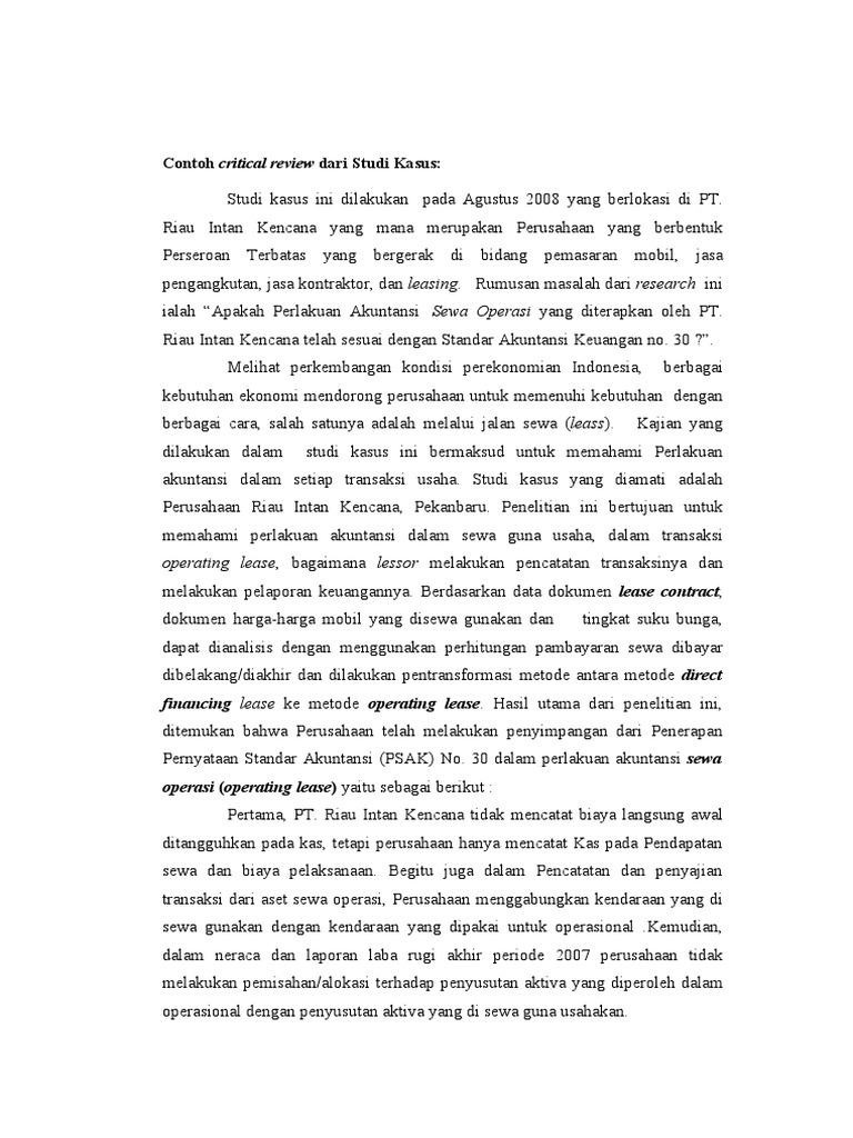 Contoh review dari Studi Kasus | PDF