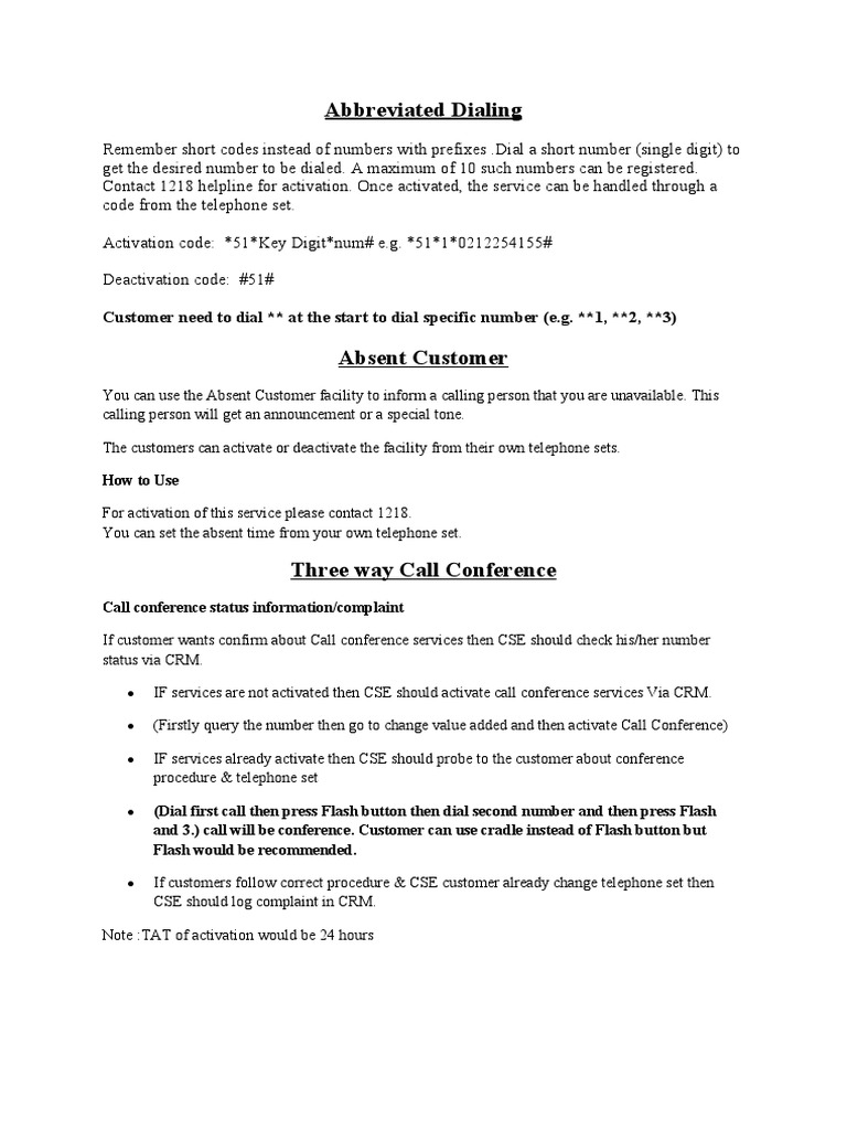 Abbreviated Dialing | PDF