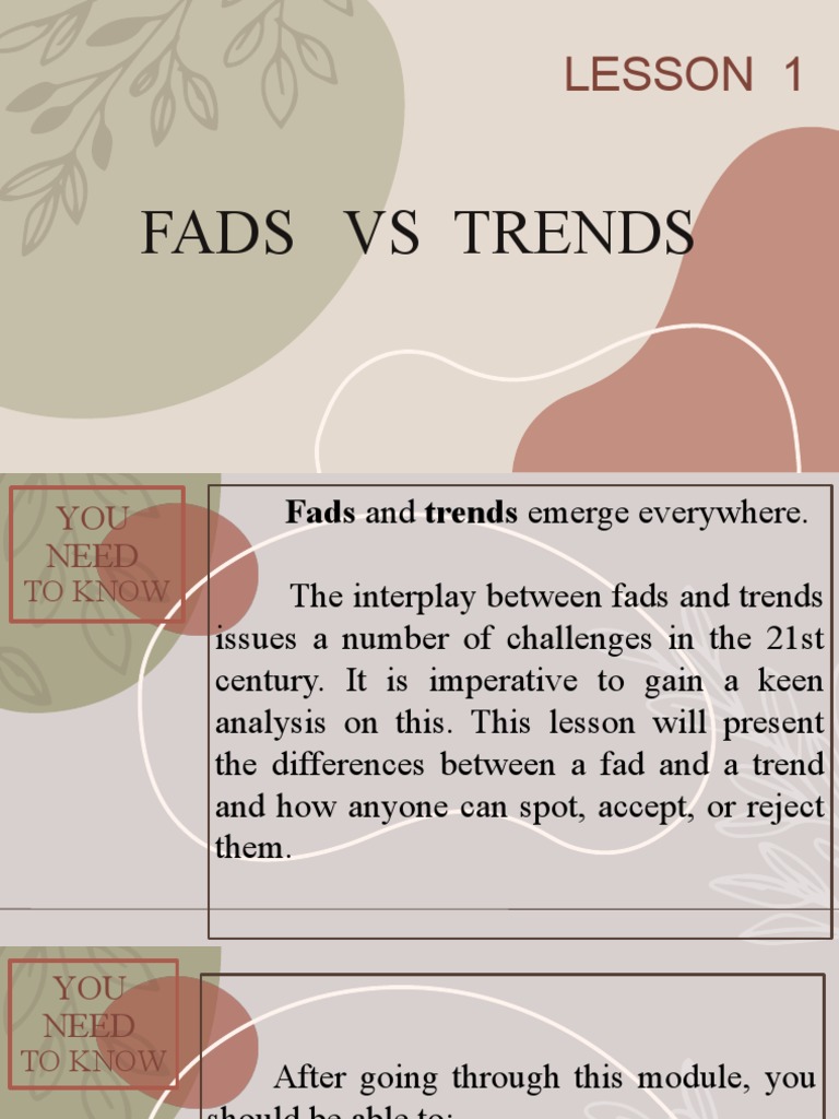 Lesson 1 Trends Vs Fads | PDF