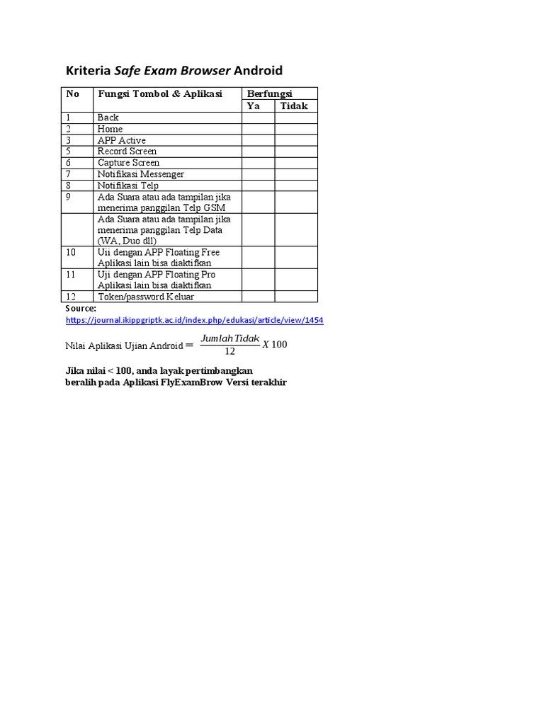 Kriteria Safe Exam Browser Android | PDF