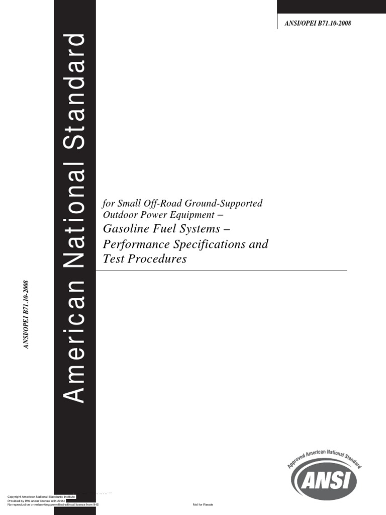 Ansi B71.10 - 2008 | PDF | Leak | Gasoline