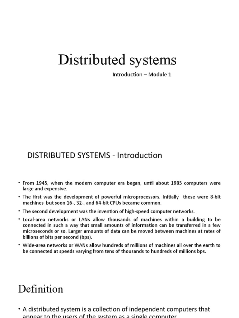 Distributed Systems: Introduction - Module 1 | PDF | Computer Network | Distributed Computing