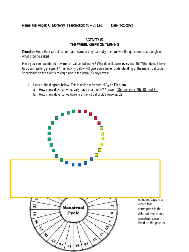 Science 10 - Activity 2 - 3rd Quarter - Monterey | PDF | Menstrual ...