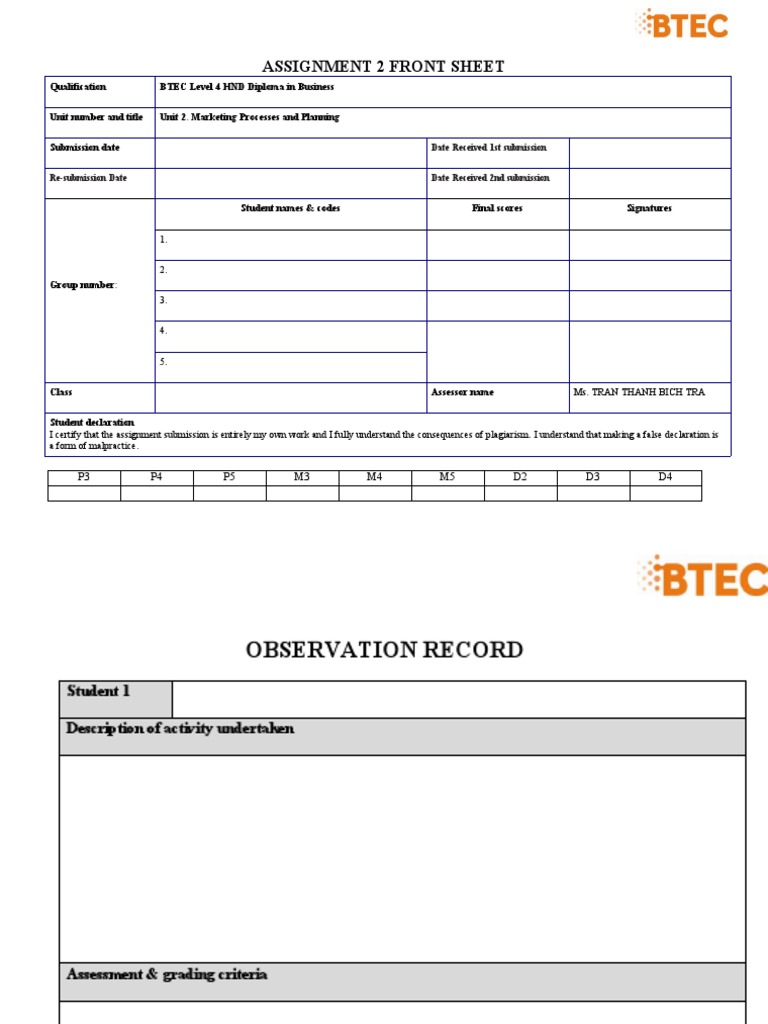 Unit 2 - FRONTSHEET - Assignment 2 | PDF | Business