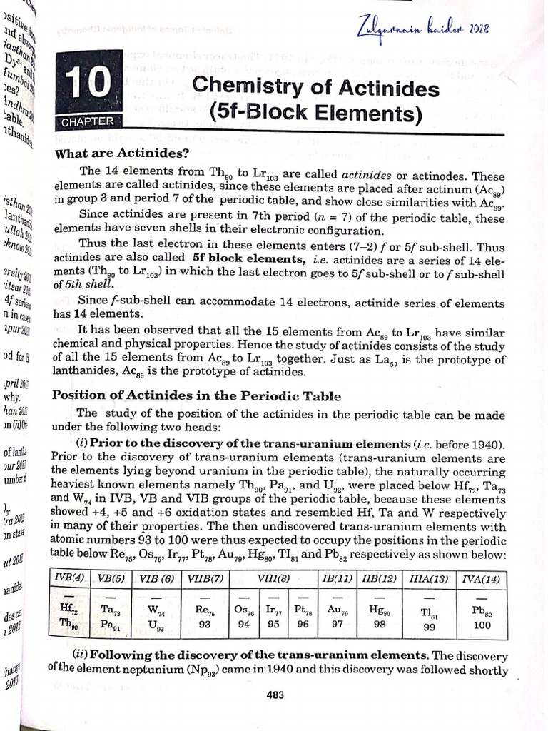 Chemistry of Actinides | PDF
