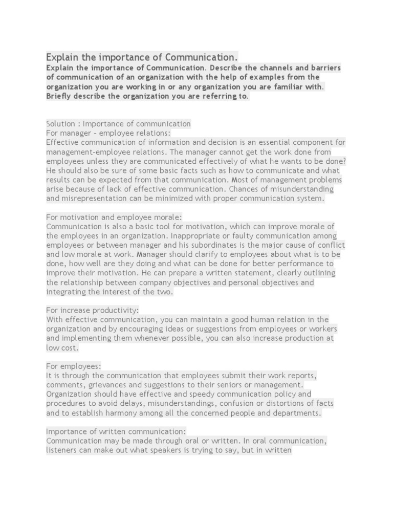 Importance of Communication in Organizations | PDF | Communication ...