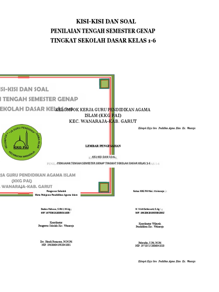 SD Kisi-Kisi & Soal PTS SMT Genap 2021 KKG PAI Wanaraja | PDF