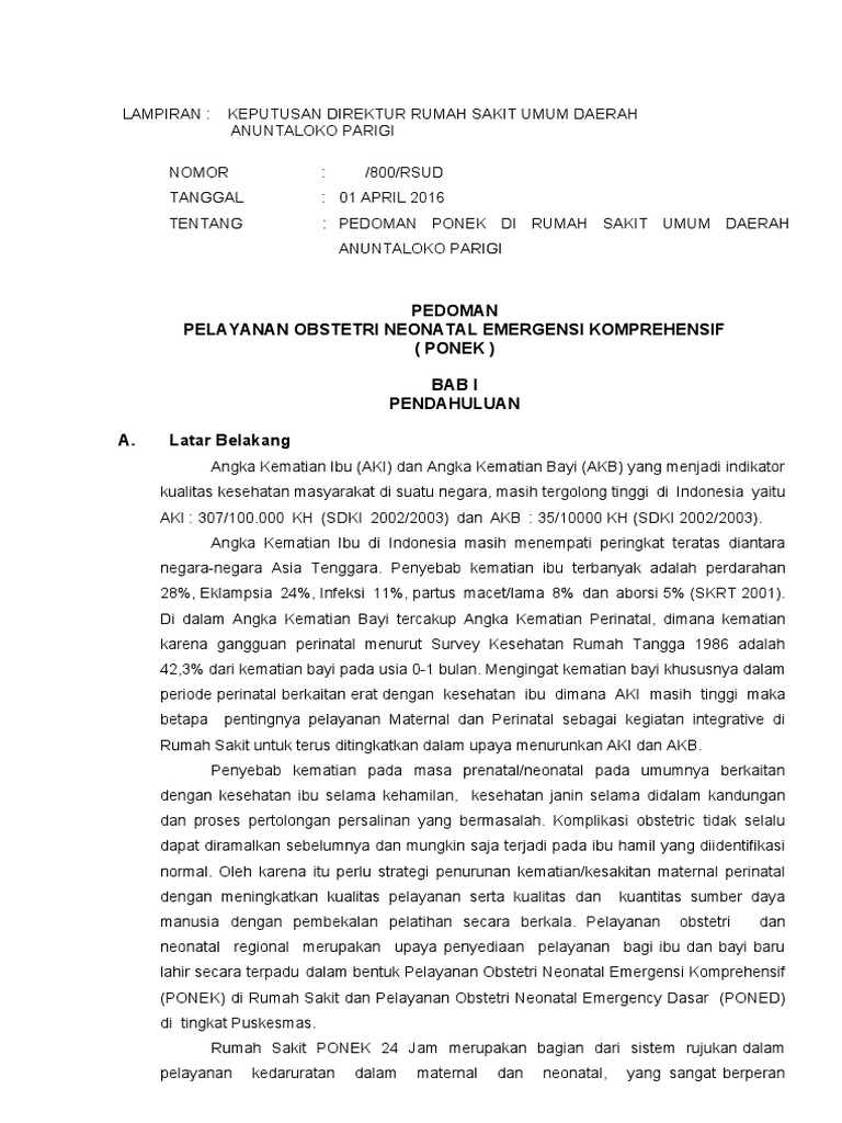 Pedoman Pelayanan Obstetri Neonatal Emergensi Komprehensif (Ponek) Bab ...