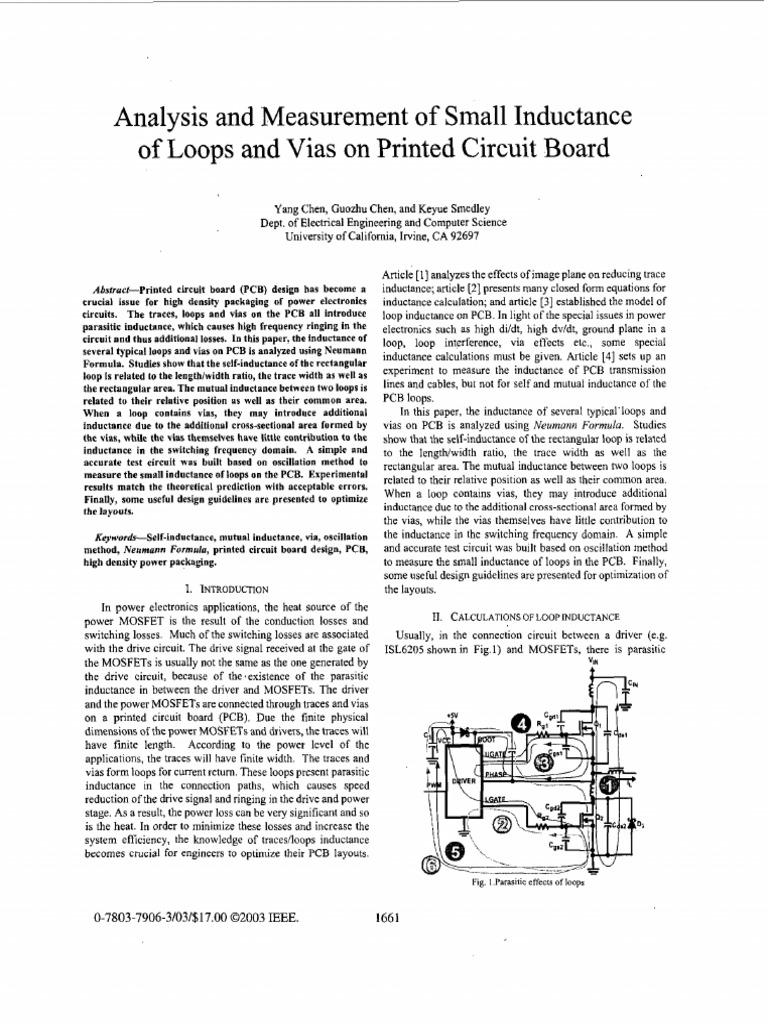 Analysis and Measurement of Small Inductance of Loops and Vias On Printed Circuit Board | PDF ...