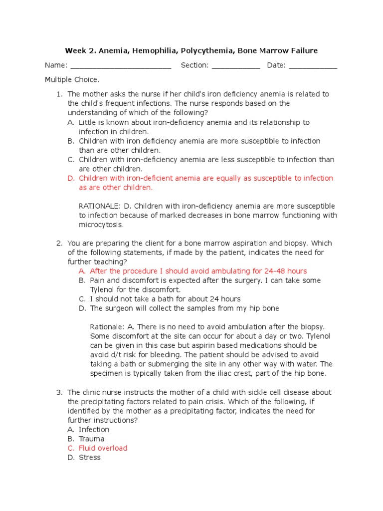 Quiz 10 Medical Surgical Nursing | PDF | Anemia | Vitamin B12